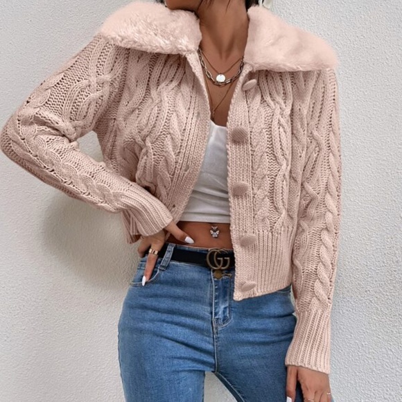 BellanBlue | Sweaters | 3 Cozy Dusty Pink Chunky Knit Teddy Cardigan ...